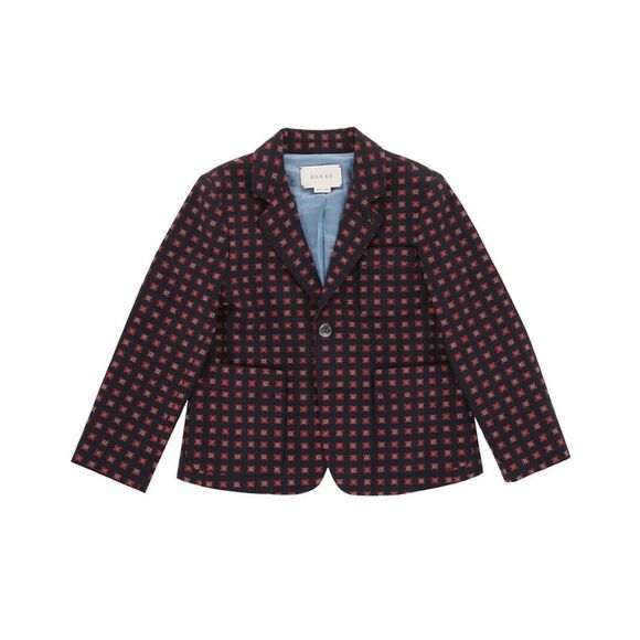 Gucci | Jackets & Coats | Gucci Tile Jacquard Wool Silkblend Jacket ...